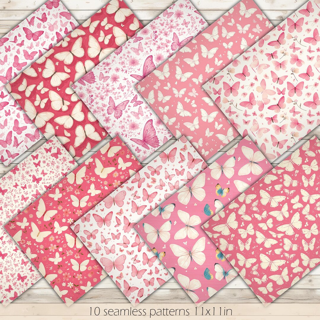 Pink Butterfly Seamless Pattern Butterfly Texture Butterflies Digital ...