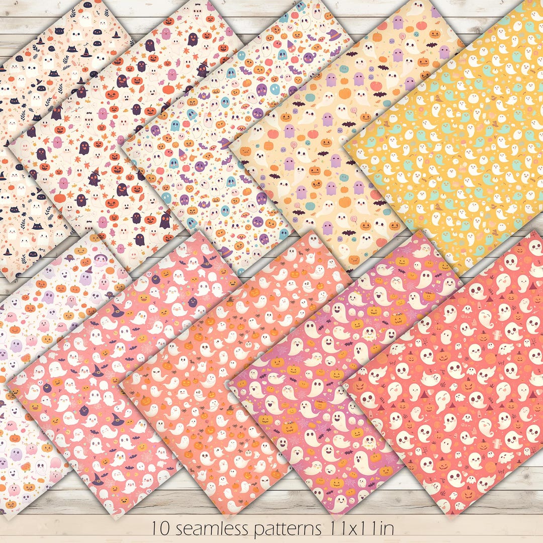 Kawaii Halloween Pattern Adorable Halloween Seamless Pattern Cute ...