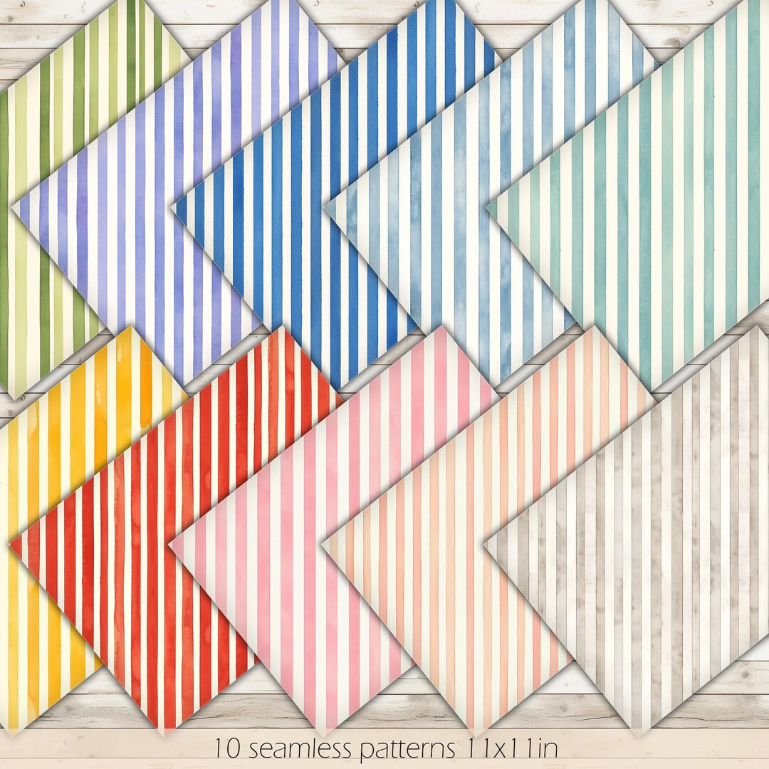 Colorful Watercolor Stripes Seamless Pattern Watercolor Stripes Digital ...