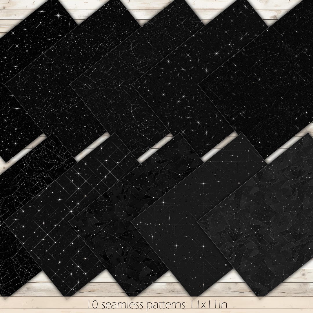 Black Galaxy Printable Paper Constellations Pattern Black Starry Sky ...