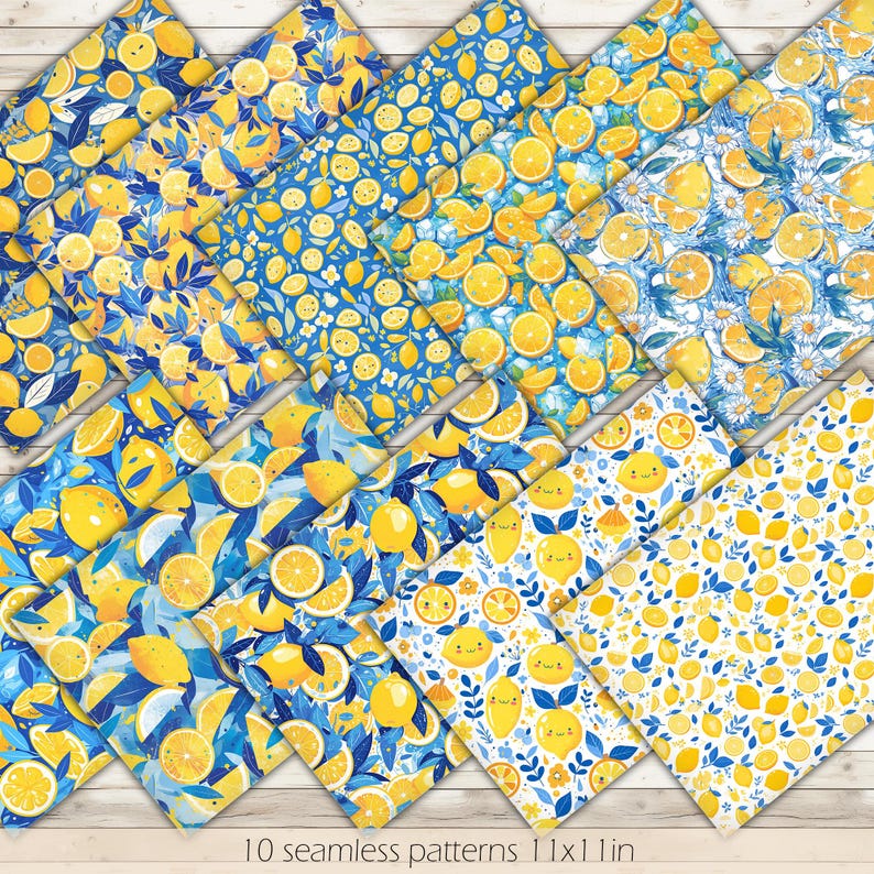 Citrus Digital Paper Lemon Printable Paper Citrus Pattern Lemon ...