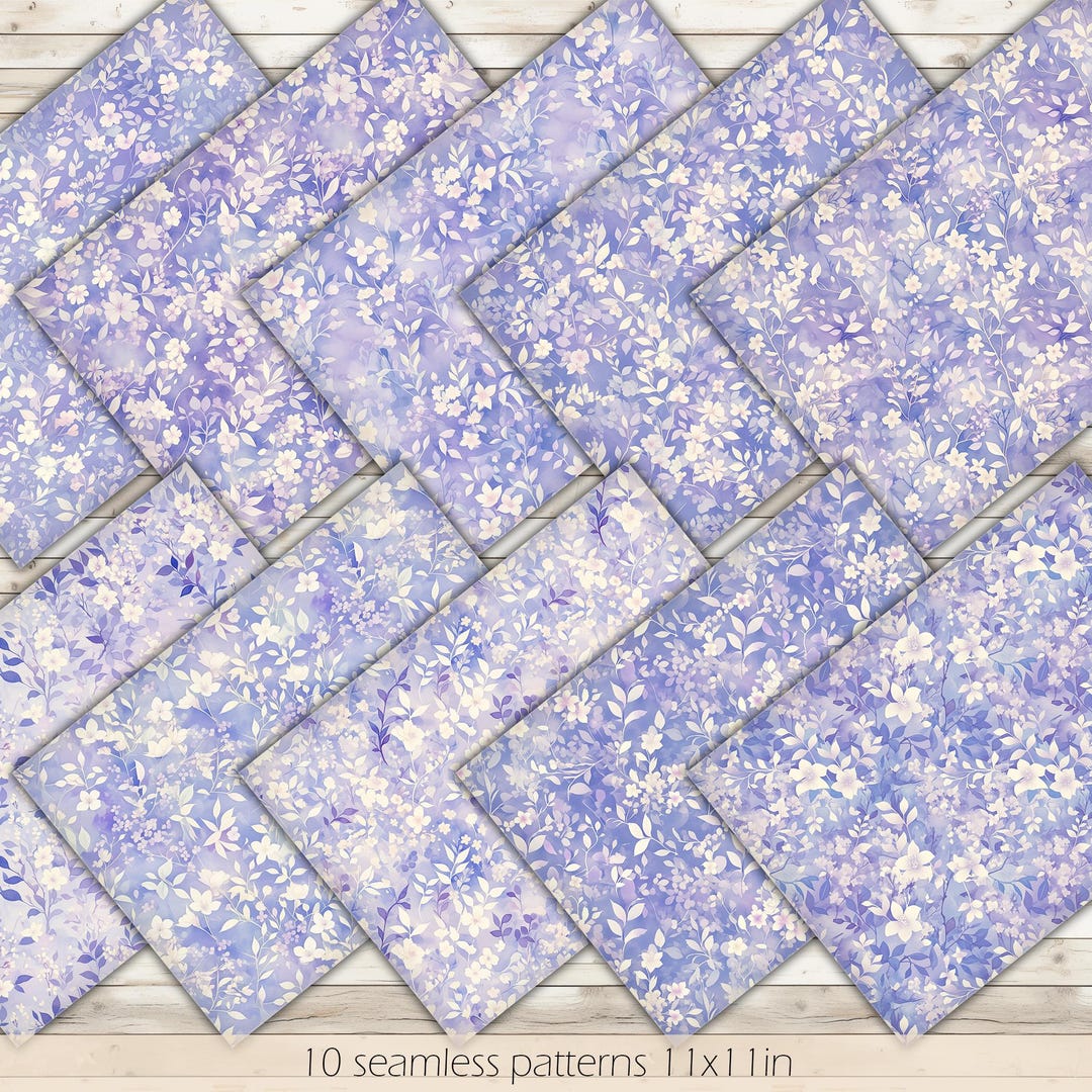 Lavender Watercolor Floral Digital Paper Purple Watercolor Printable ...
