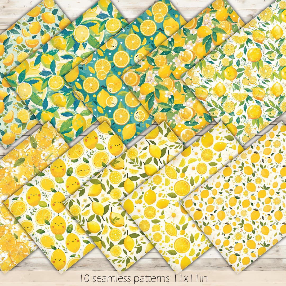 Lemon Digital Paper Lemon Printable Paper Lemon Pattern Lemon ...