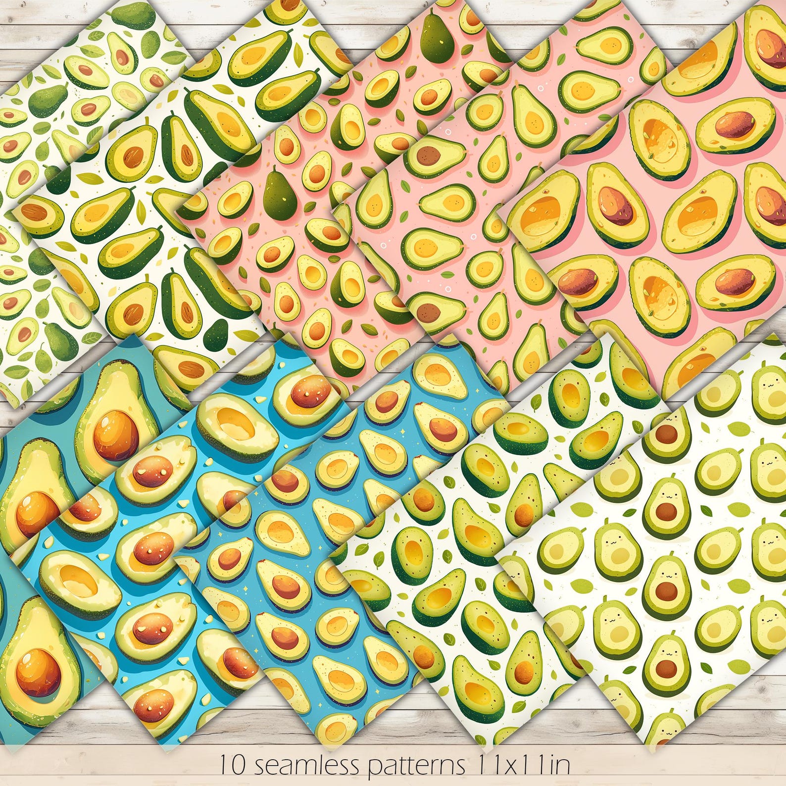Avocado Digital Paper Avocado Seamless Pattern Avocado Printable Paper ...