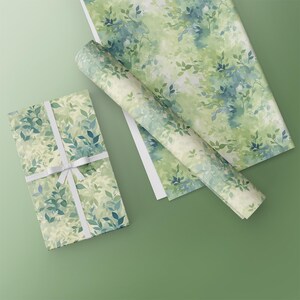 Sage Green Watercolor Leaves Digital Paper Elegant Watercolor Seamless ...