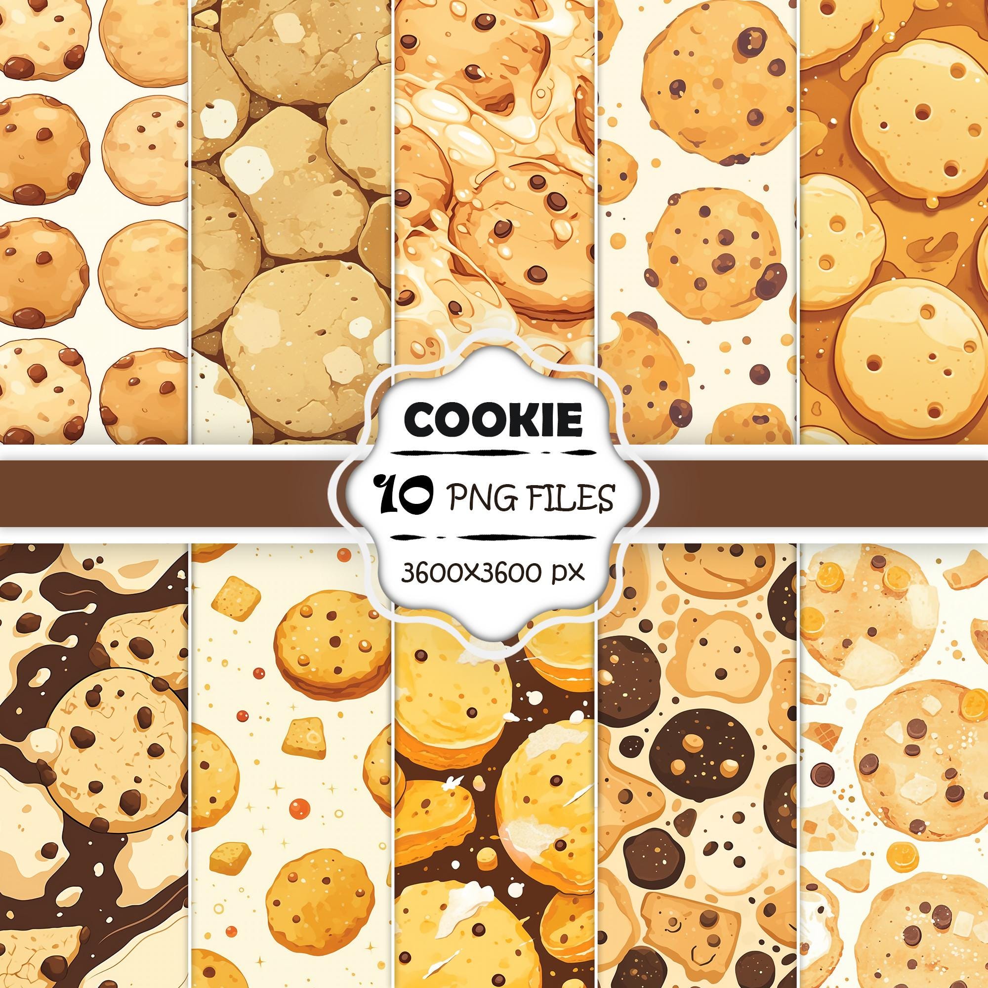 Cookie Digital Paper Cookie Printable Paper Baking Pattern Cookie ...