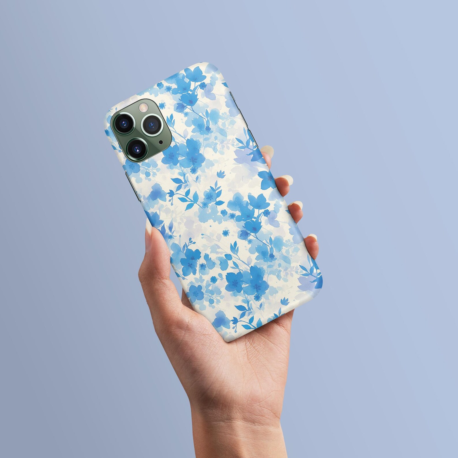 Blue Watercolor Floral Digital Paper Blue Watercolor Printable Paper ...