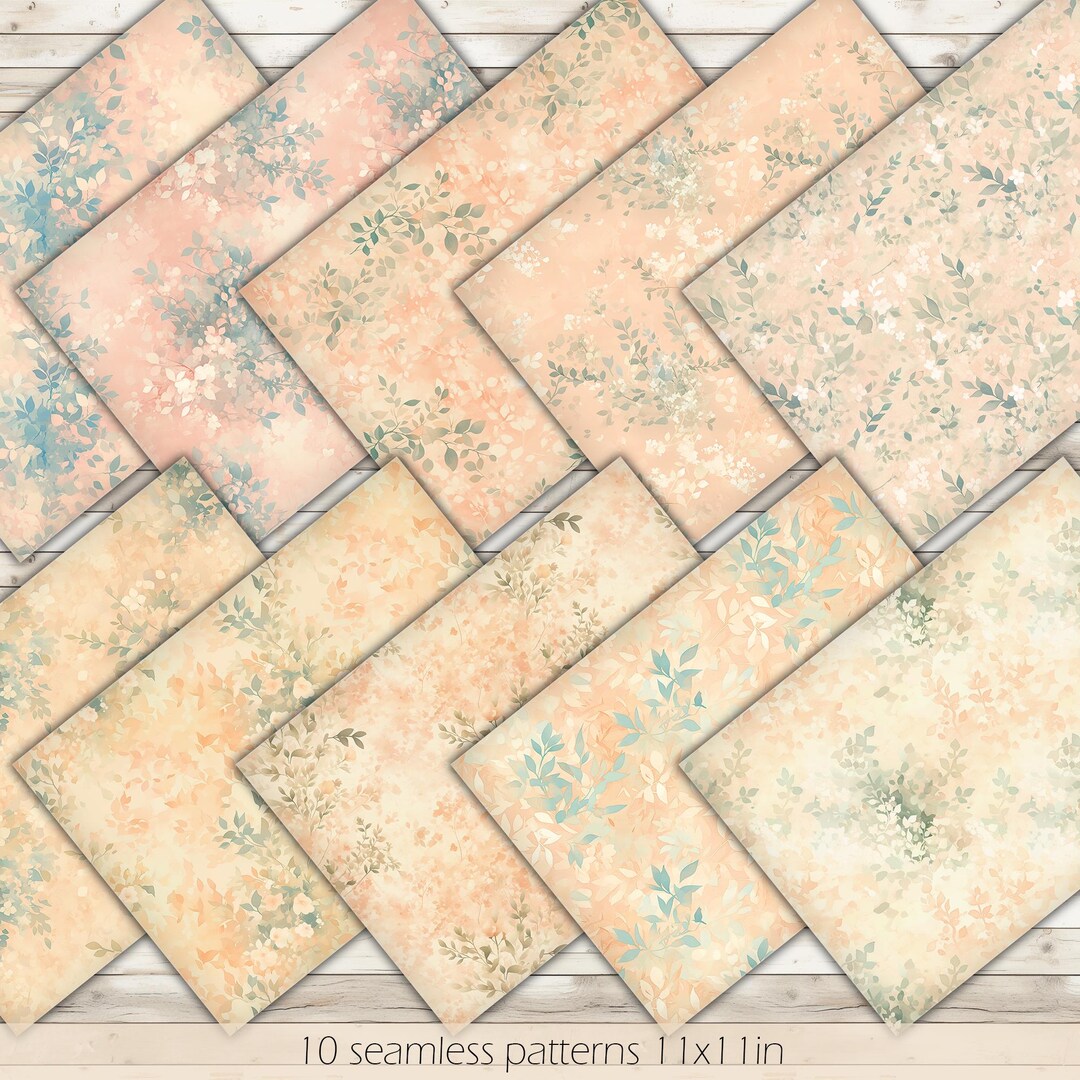 Pastel Peach Watercolor Floral Digital Paper Light Orange Watercolor ...