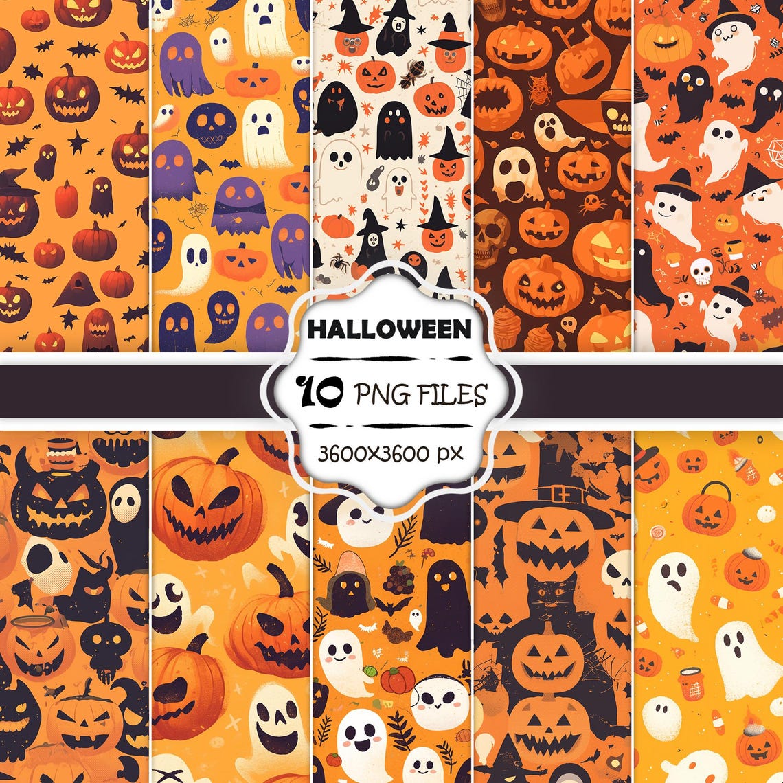 Halloween Digital Paper Halloween Seamless Pattern Halloween Printable ...