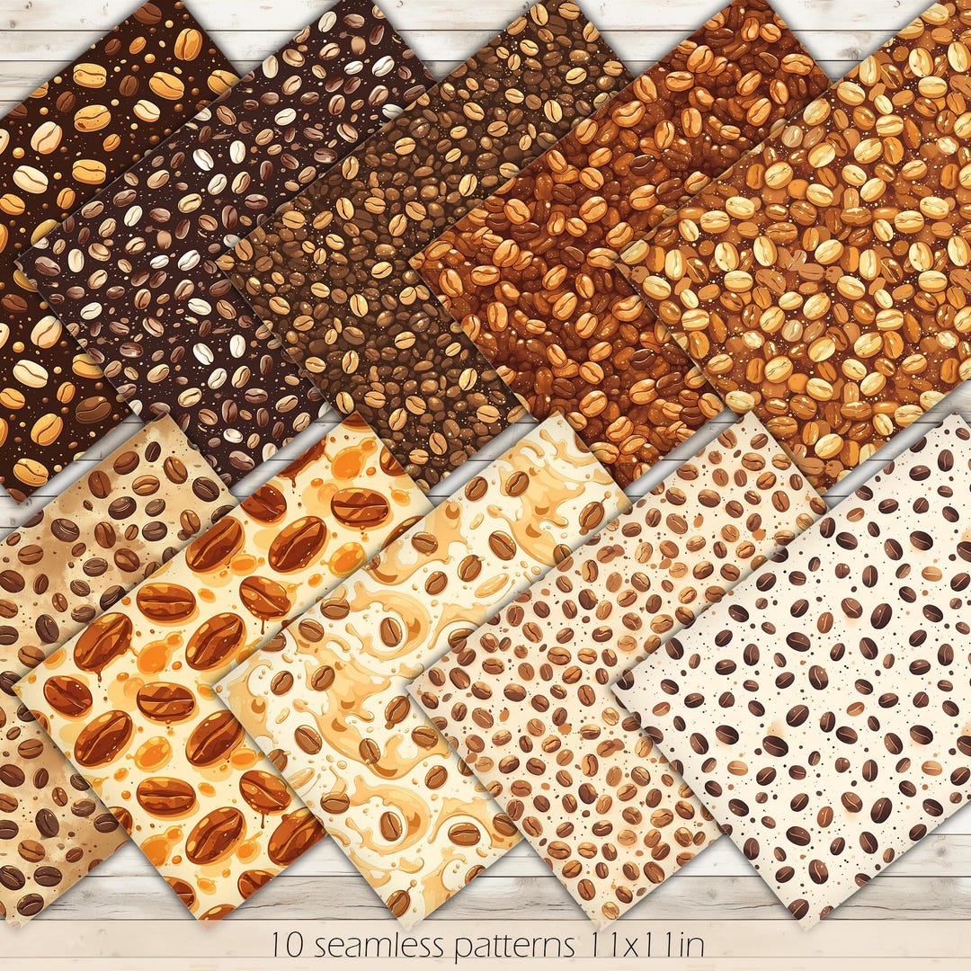 Coffee Beans Digital Paper, Seamless Pattern (PNG Download) - Etsy