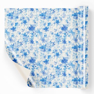 Blue Watercolor Floral Digital Paper Blue Watercolor Printable Paper ...