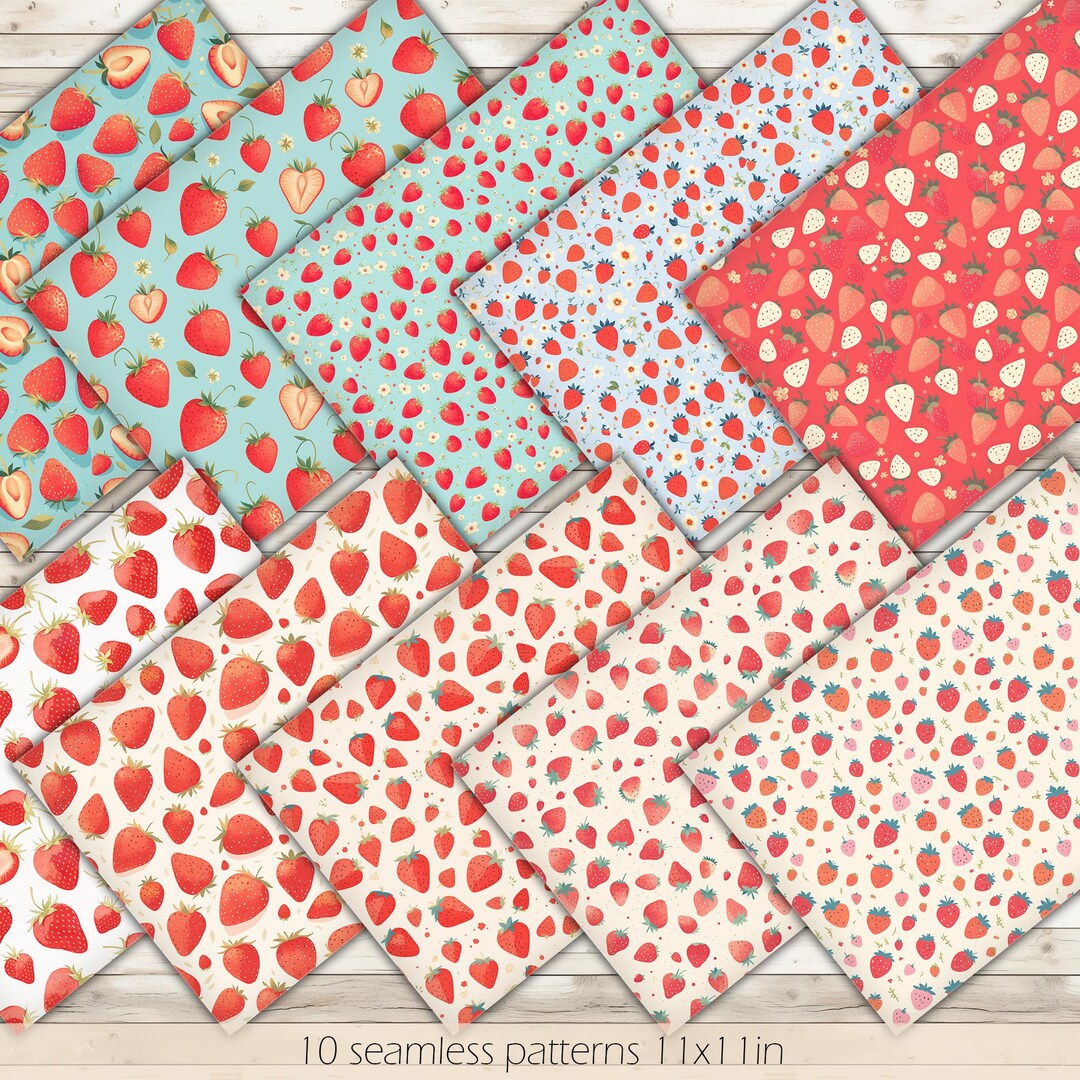 Strawberry Digital Paper Strawberry Seamless Pattern Strawberry ...