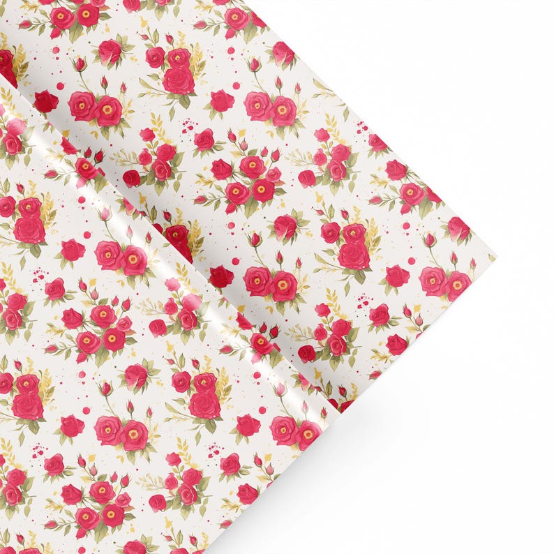 Red Rose Paper Rose Scrapbooking Paper Rose Digital Paper Rose ...