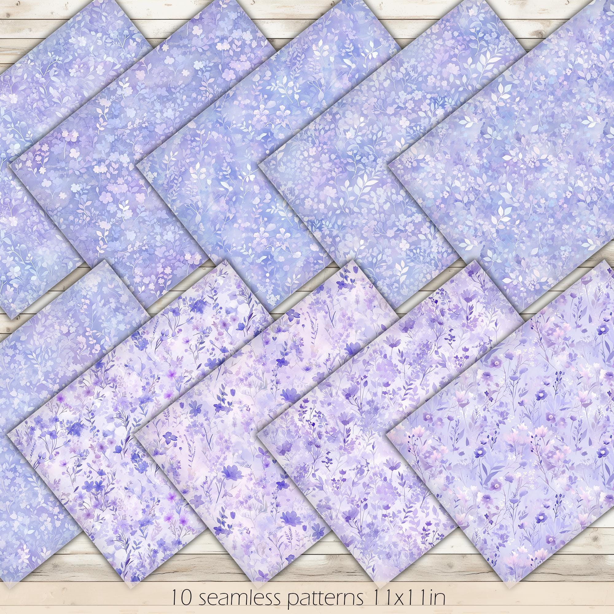 Lavender Watercolor Flowers Seamless Pattern Purple Watercolor Floral ...