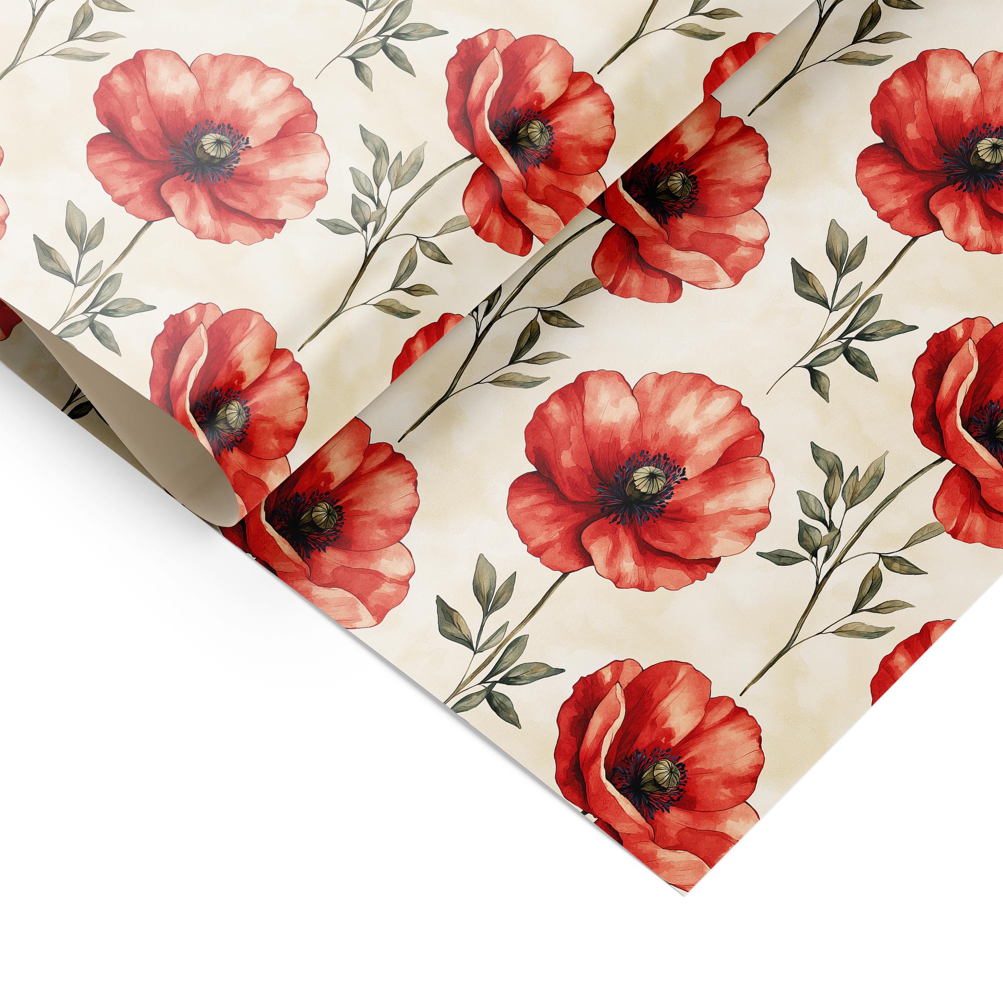 Vintage Poppy Seamless Pattern Watercolor Poppy Digital Paper Subtle ...