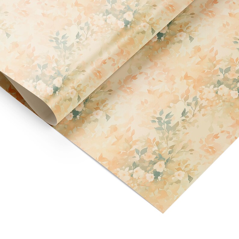 Pastel Peach Watercolor Floral Digital Paper Light Orange Watercolor ...