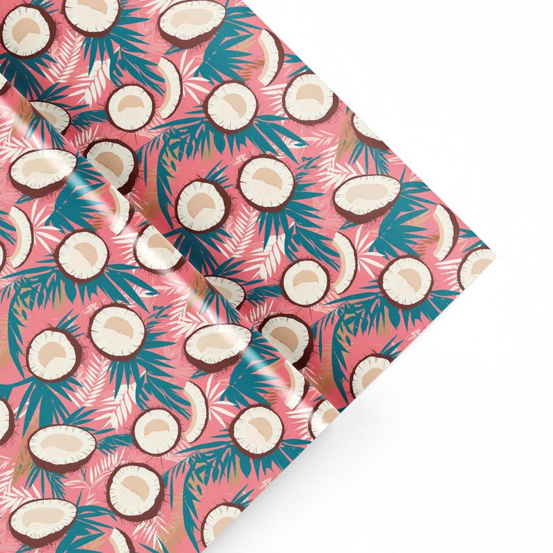 Pink Coconut Digital Paper Coconut Pattern Pink Coconut Background ...