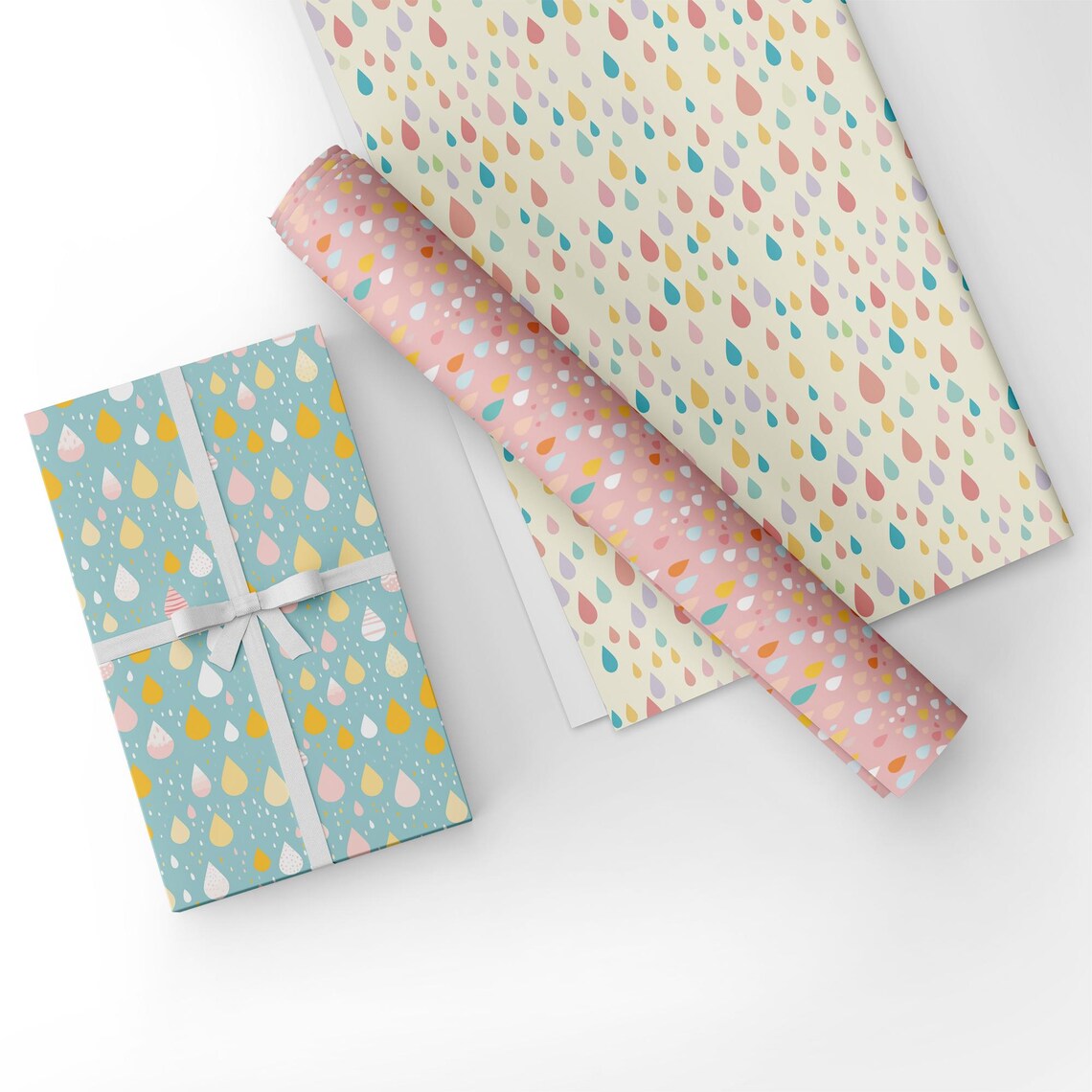 Water Drops Digital Paper Pastel Rain Texture Pastel Rain Pattern Water ...