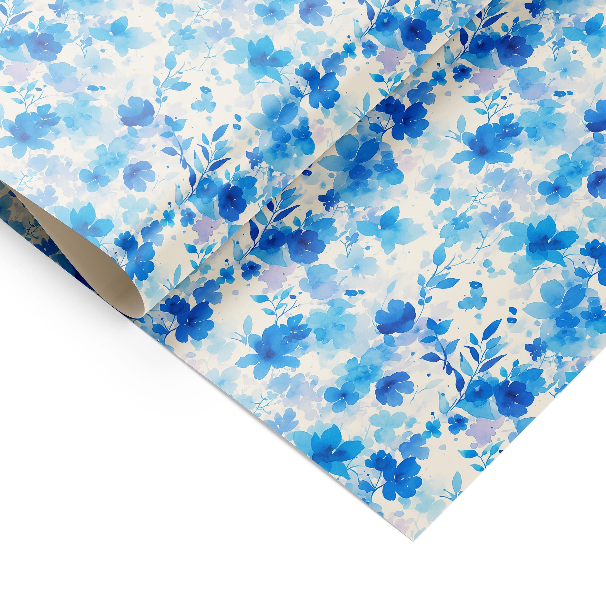 Blue Watercolor Floral Digital Paper Blue Watercolor Printable Paper ...