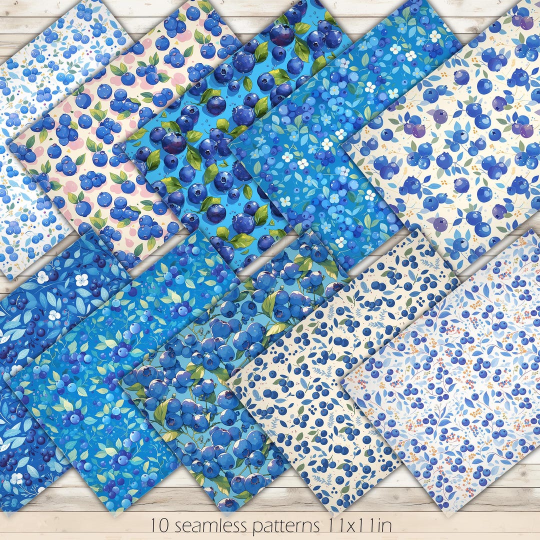 Blueberry Digital Paper Blueberry Seamless Pattern Blueberry Printable ...