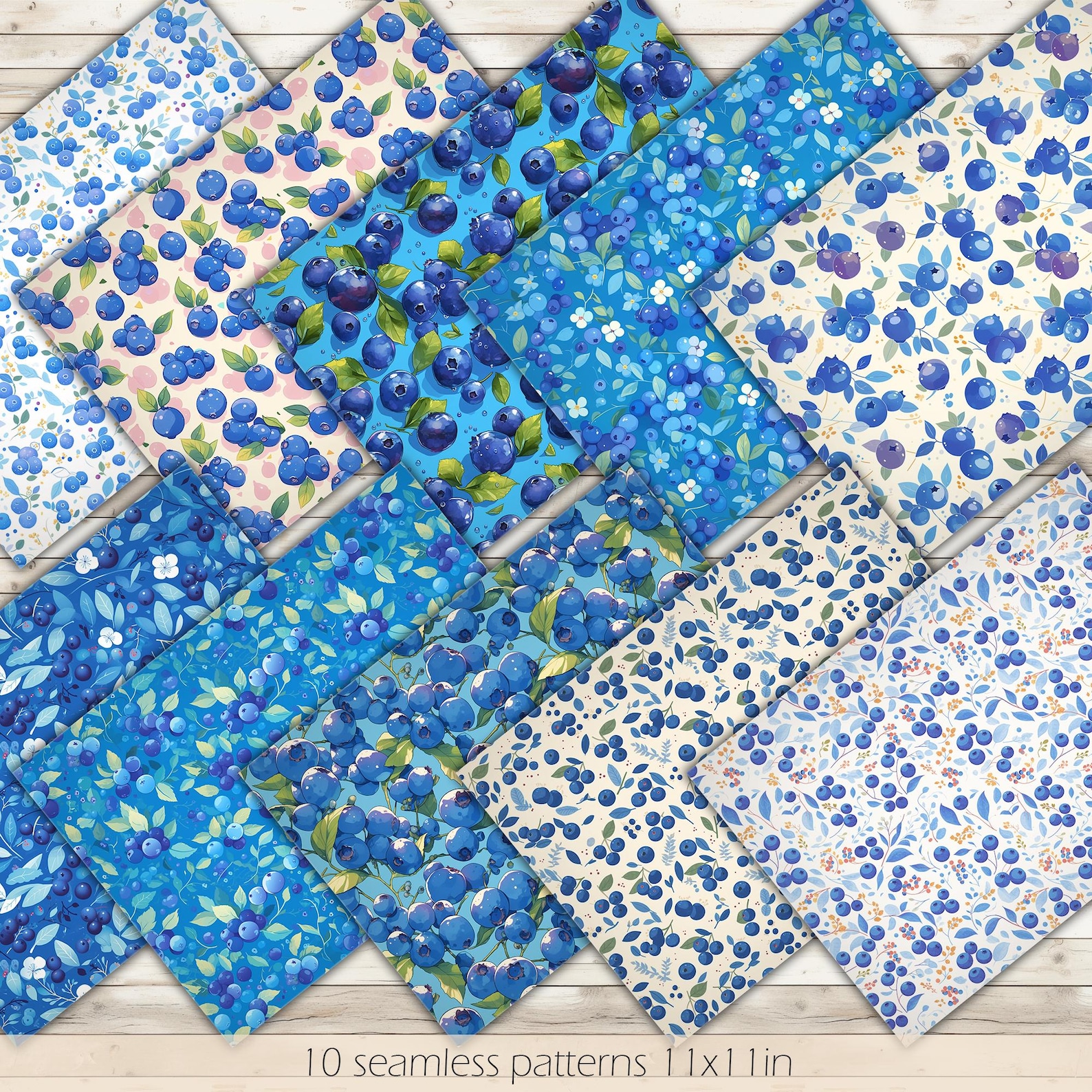 Blueberry Digital Paper Blueberry Seamless Pattern Blueberry Printable ...