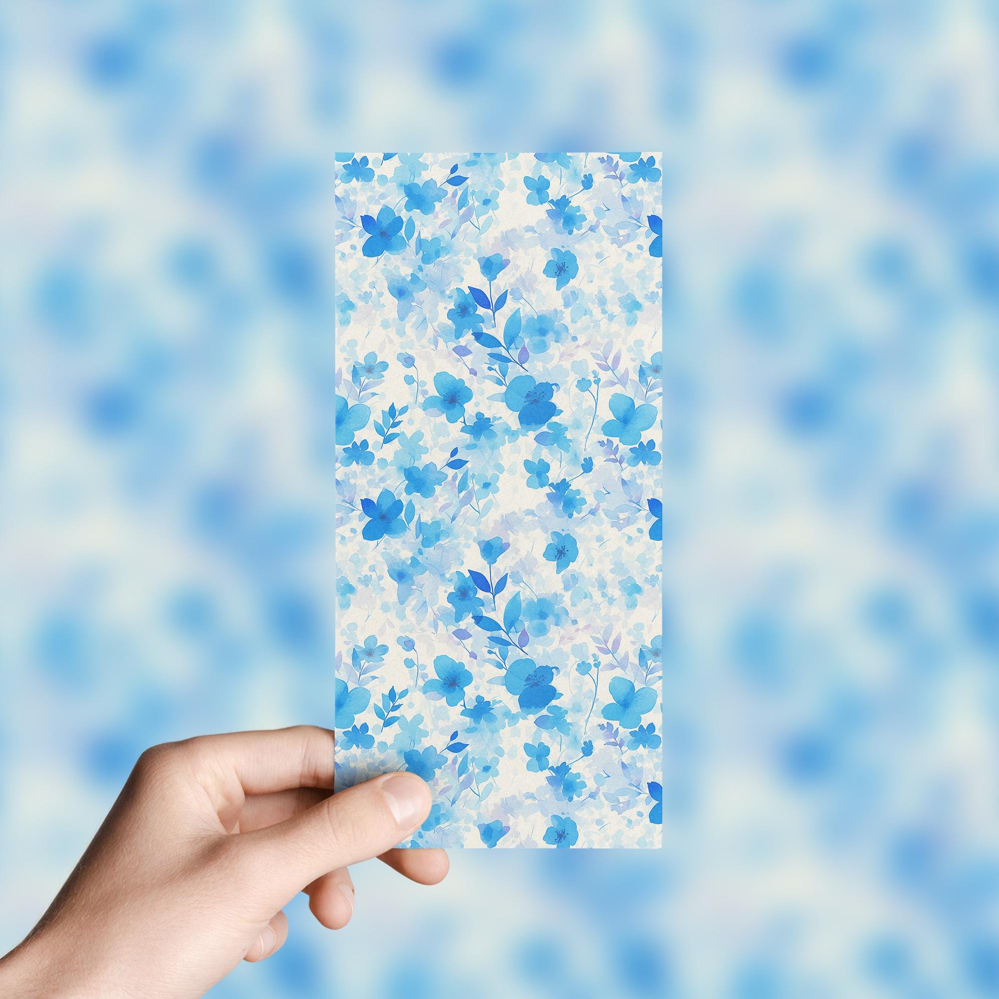 Blue Watercolor Floral Digital Paper Blue Watercolor Printable Paper ...