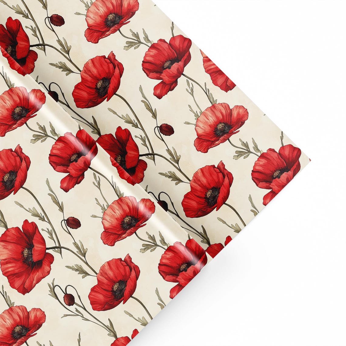 Vintage Poppy Seamless Pattern Watercolor Poppy Digital Paper Subtle ...