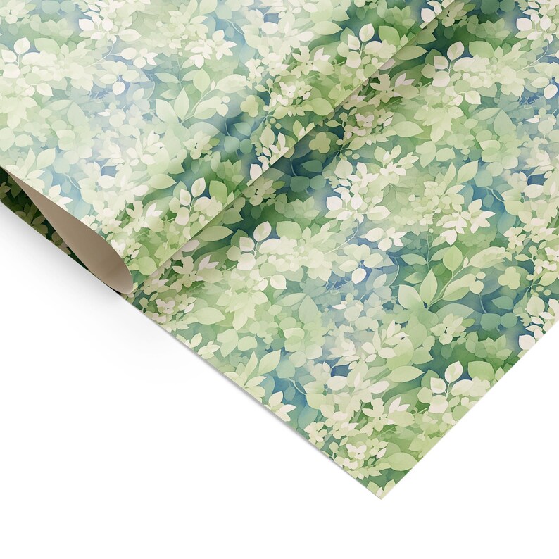 Sage Green Watercolor Leaves Digital Paper Elegant Watercolor Seamless ...