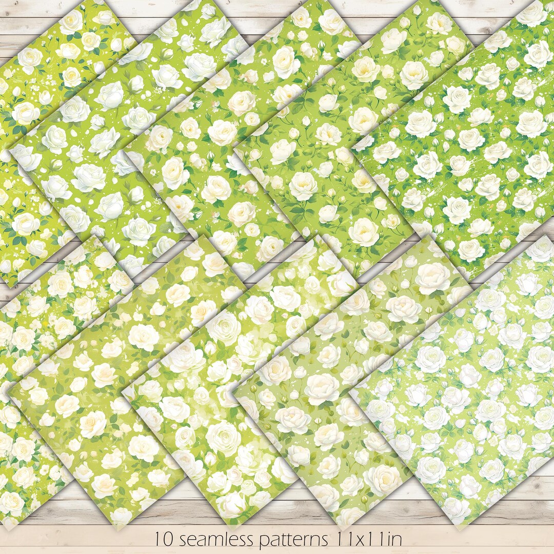 White Rose Digital Paper Rose Printable Paper Rose Pattern Rose ...