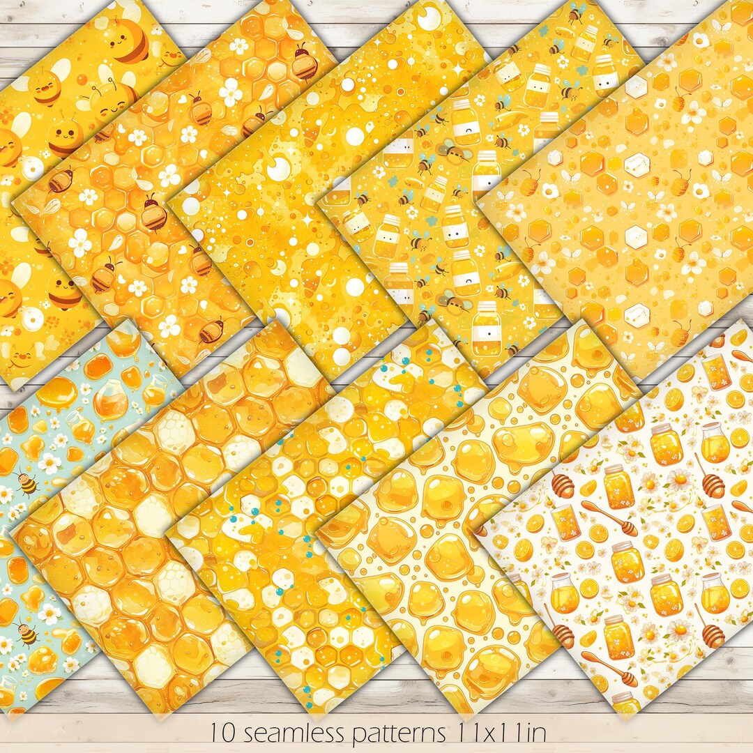 Honey Digital Paper Honey Printable Paper Honey Pattern Honey ...