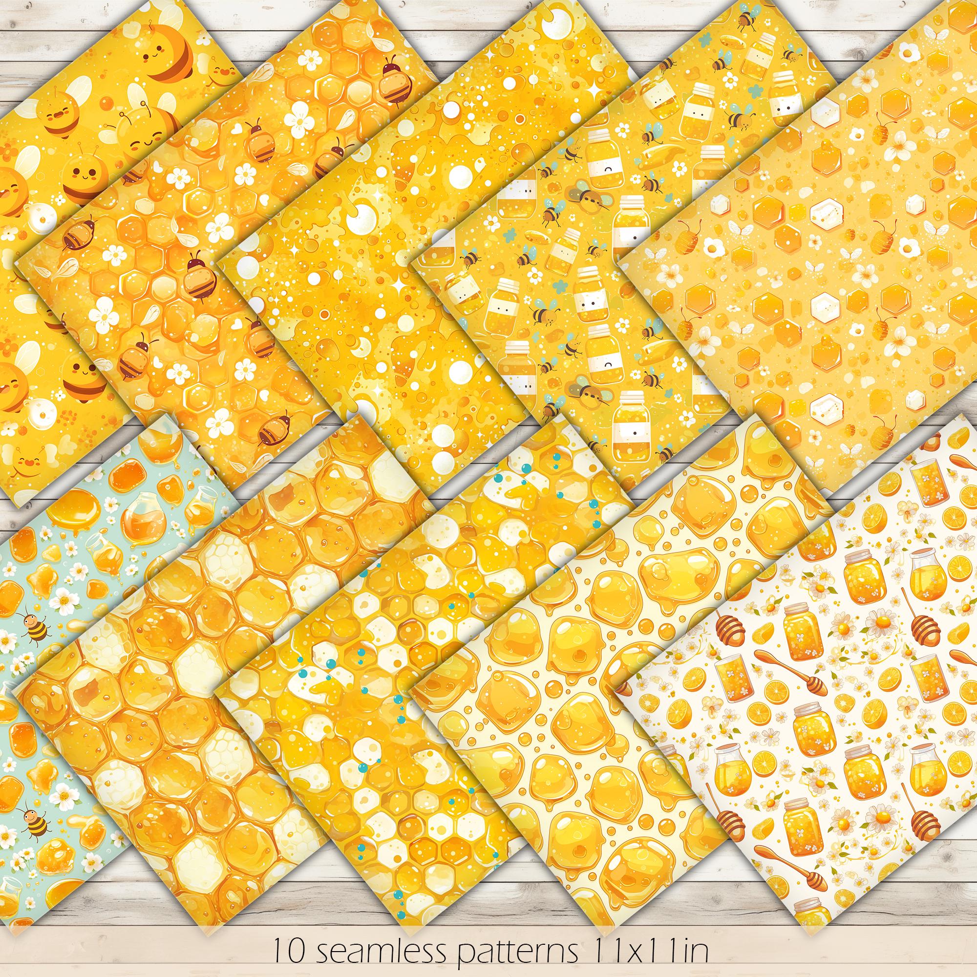 Honey Digital Paper Honey Printable Paper Honey Pattern Honey ...