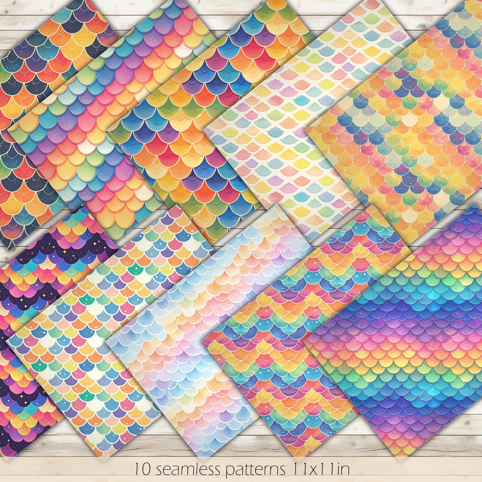 Rainbow Scales Seamless Pattern Scales Printable Paper Scales Pattern ...
