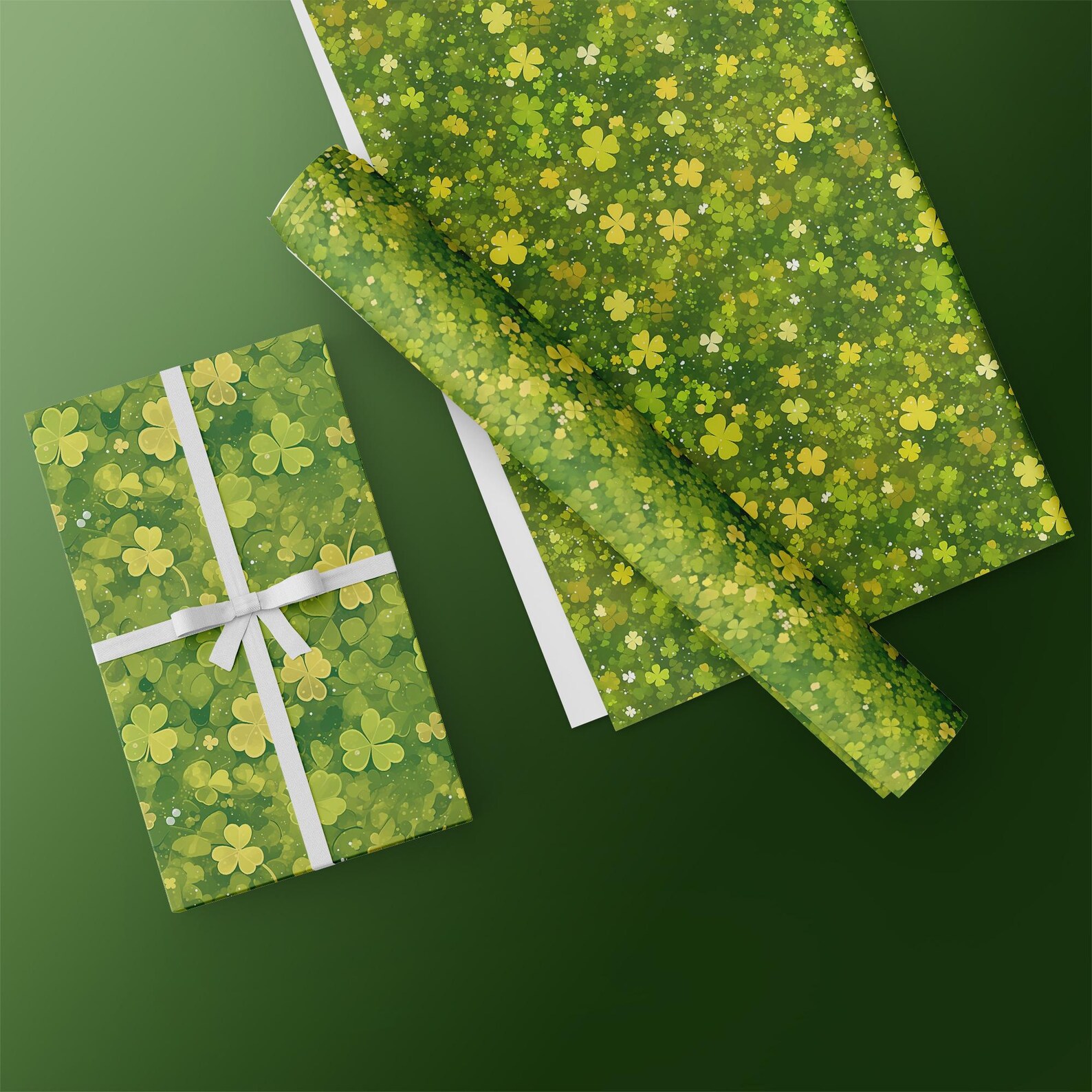 Watercolor Clover Digital Paper Shamrock Printable Paper Four Leaf ...