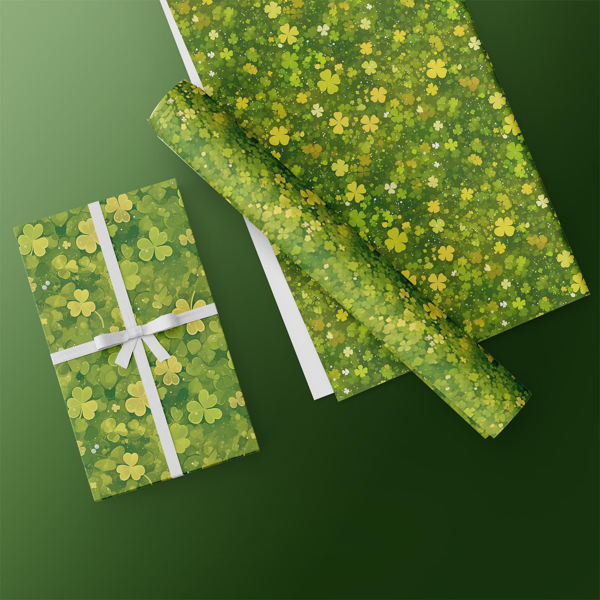 Watercolor Clover Digital Paper Shamrock Printable Paper Four Leaf ...