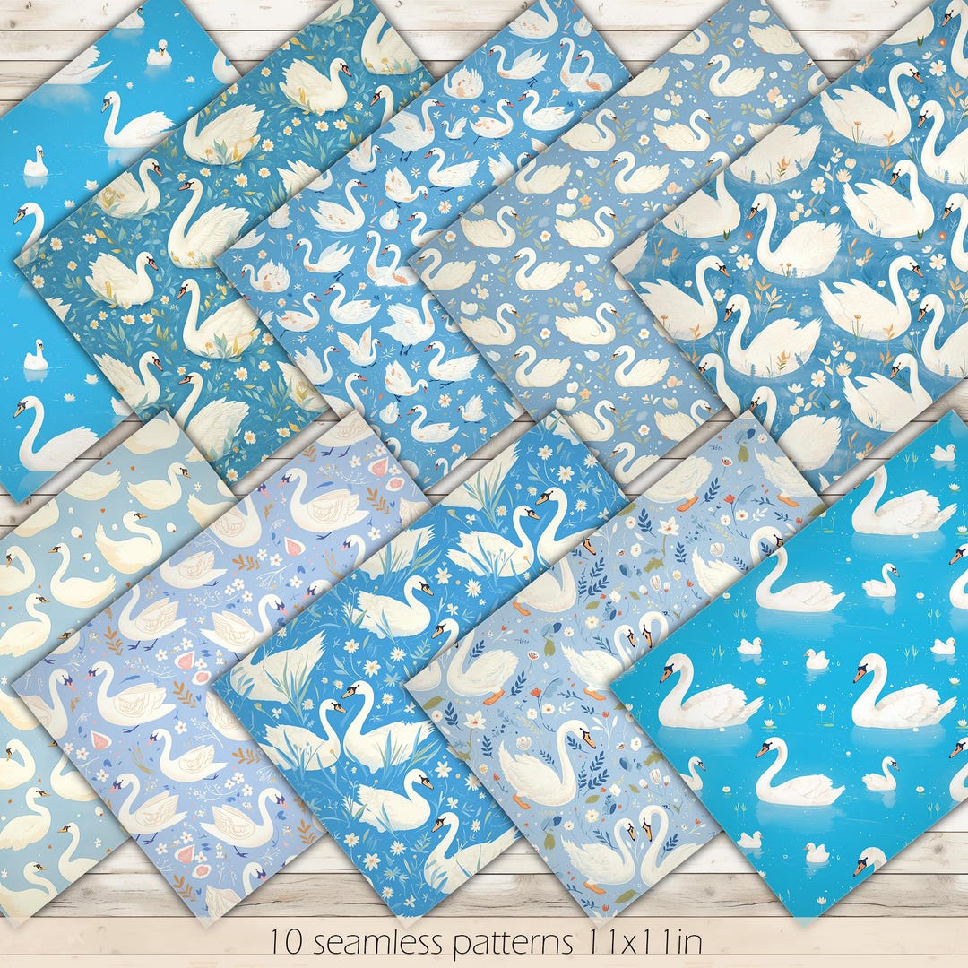 White Swan Digital Paper Swan Texture Swan Pattern Swan Background Swan ...