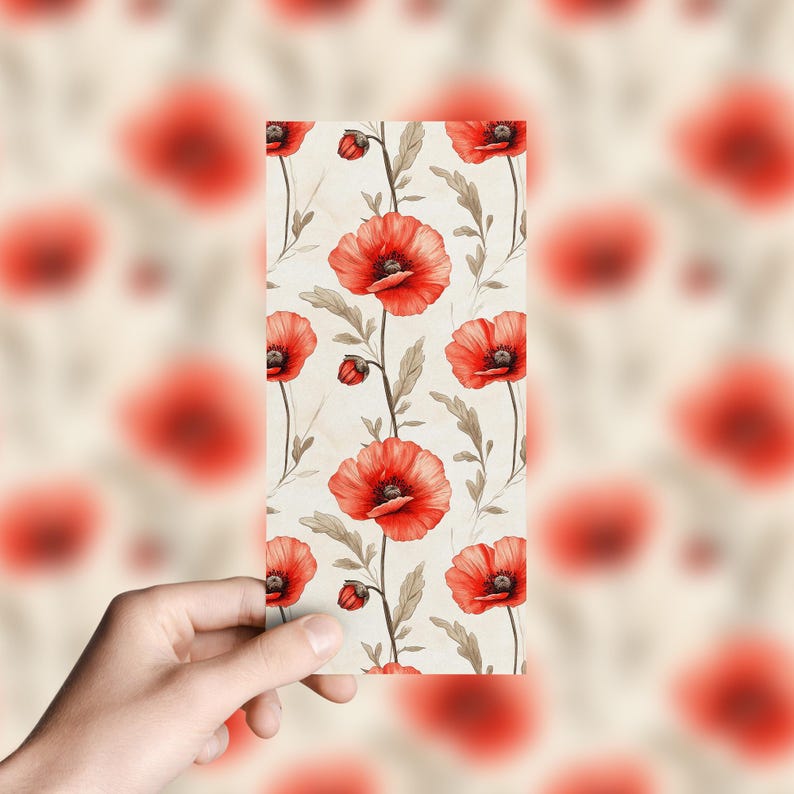 Vintage Poppy Seamless Pattern Watercolor Poppy Digital Paper Subtle ...