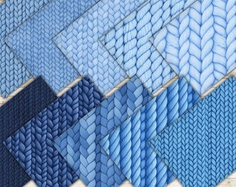 Blue Knit Texture DIGITAL PAPER Knitted Wool Sweater Jumper Background ...
