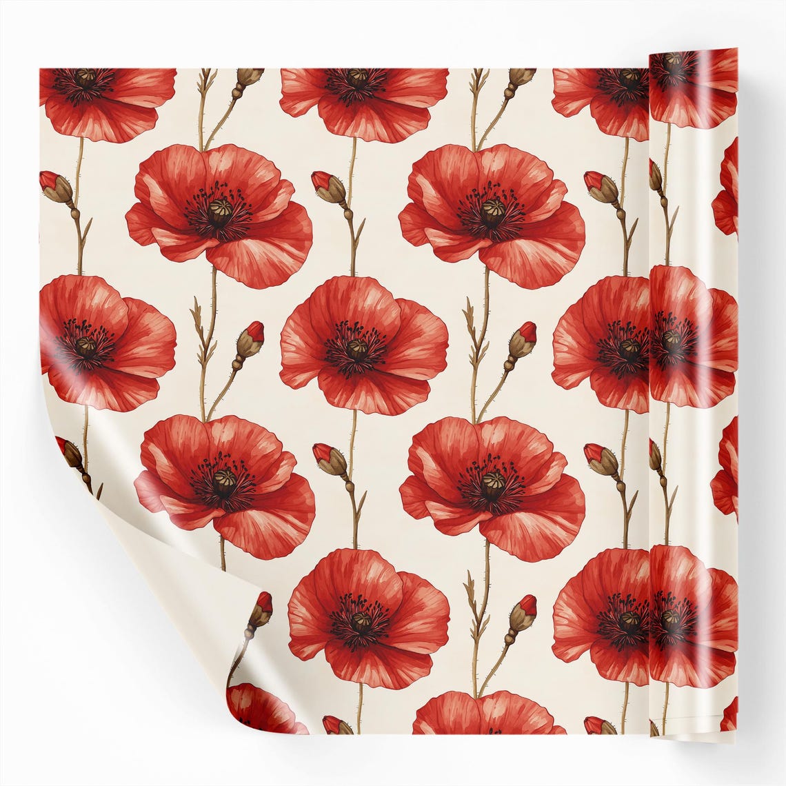 Vintage Poppy Seamless Pattern Watercolor Poppy Digital Paper Subtle ...
