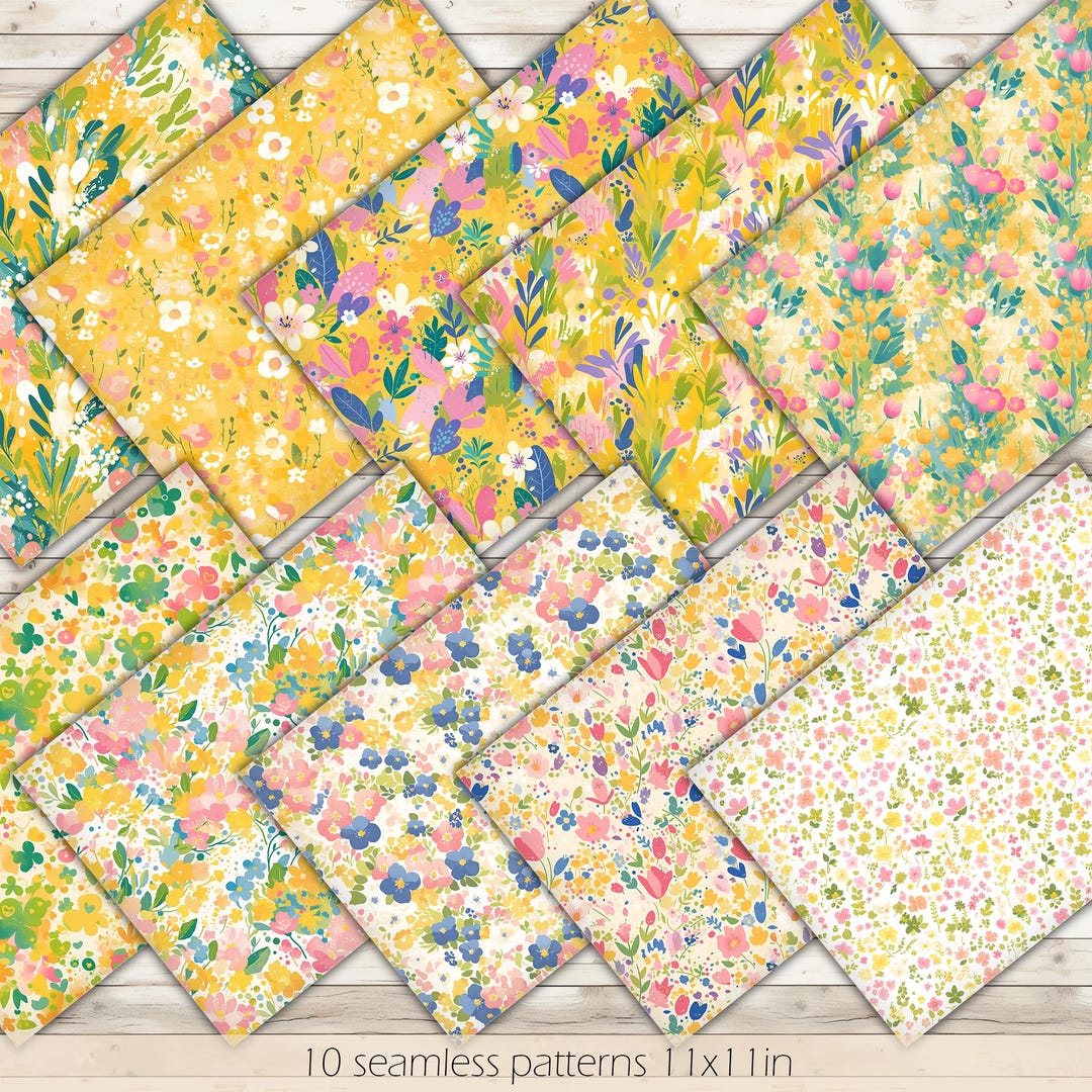 Spring Digital Paper Floral Spring Printable Paper Spring Floral ...