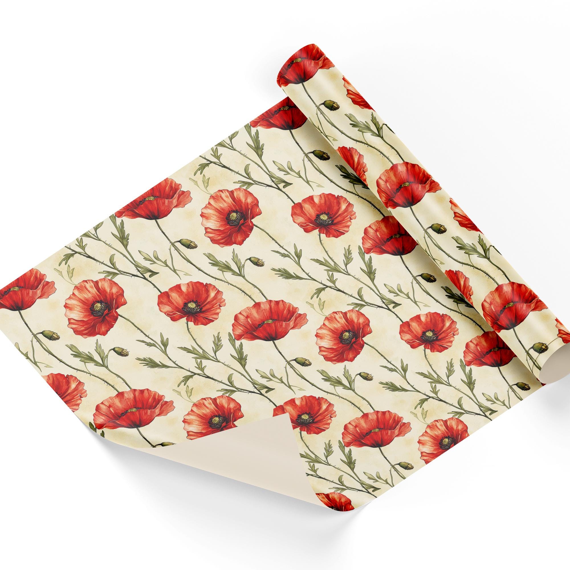 Vintage Poppy Seamless Pattern Watercolor Poppy Digital Paper Subtle ...