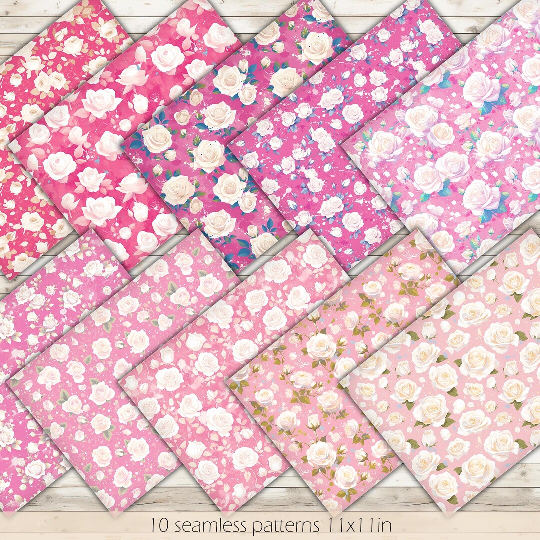 White Rose Printable Paper Rose Pattern Rose Background Rose Seamless ...