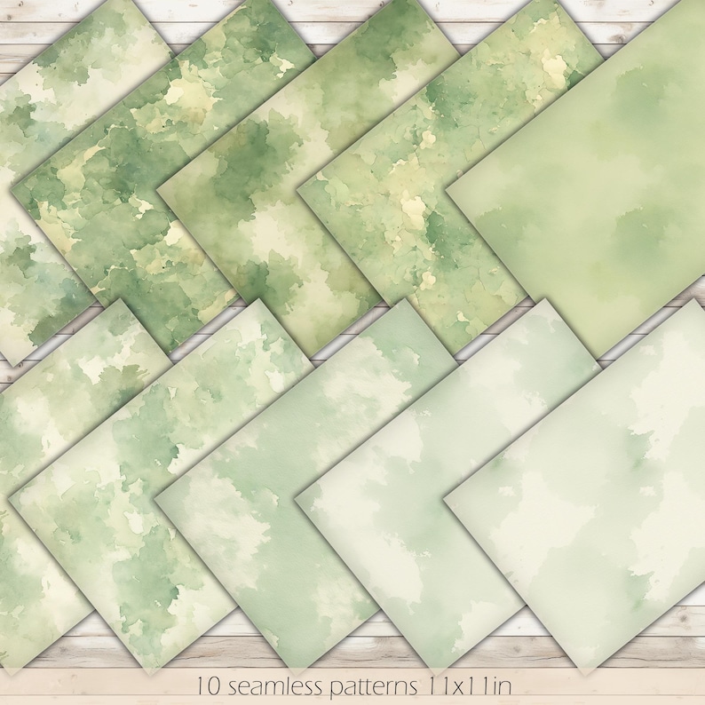 Sage Green Watercolor Paper Light Green Watercolor Digital Paper Sage ...