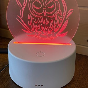 Owl Nightlight - LED Light (7 Colors) - Remote Included - Etsy