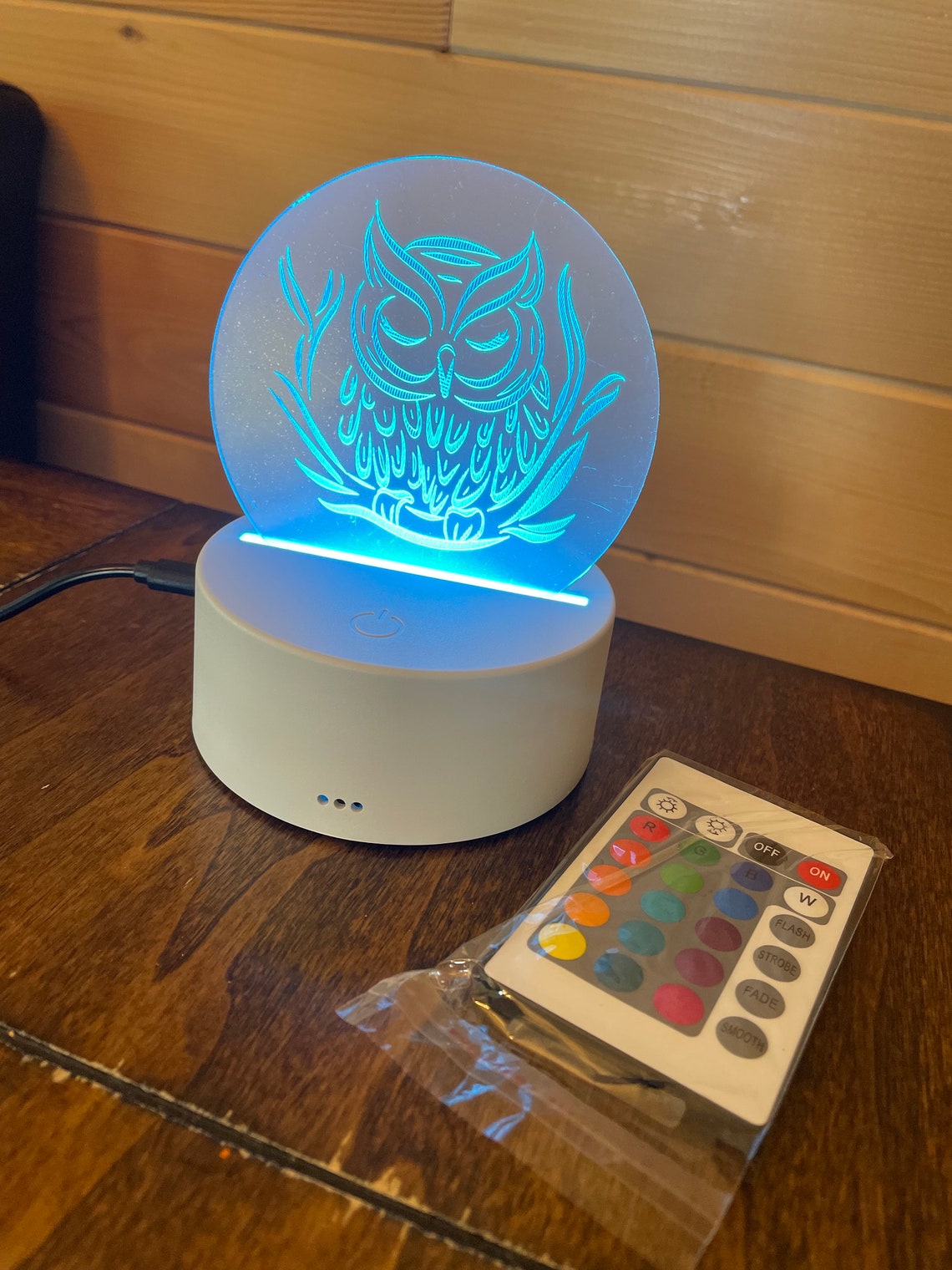Owl Nightlight - LED Light (7 Colors) - Remote Included - Etsy