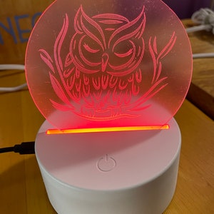 Owl Nightlight - LED Light (7 Colors) - Remote Included - Etsy