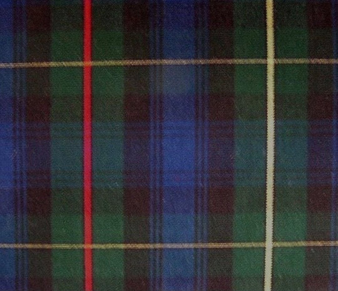 Stewart Hunting Tartan Plaid Fabric Blue Green Red Yellow Upholstery ...
