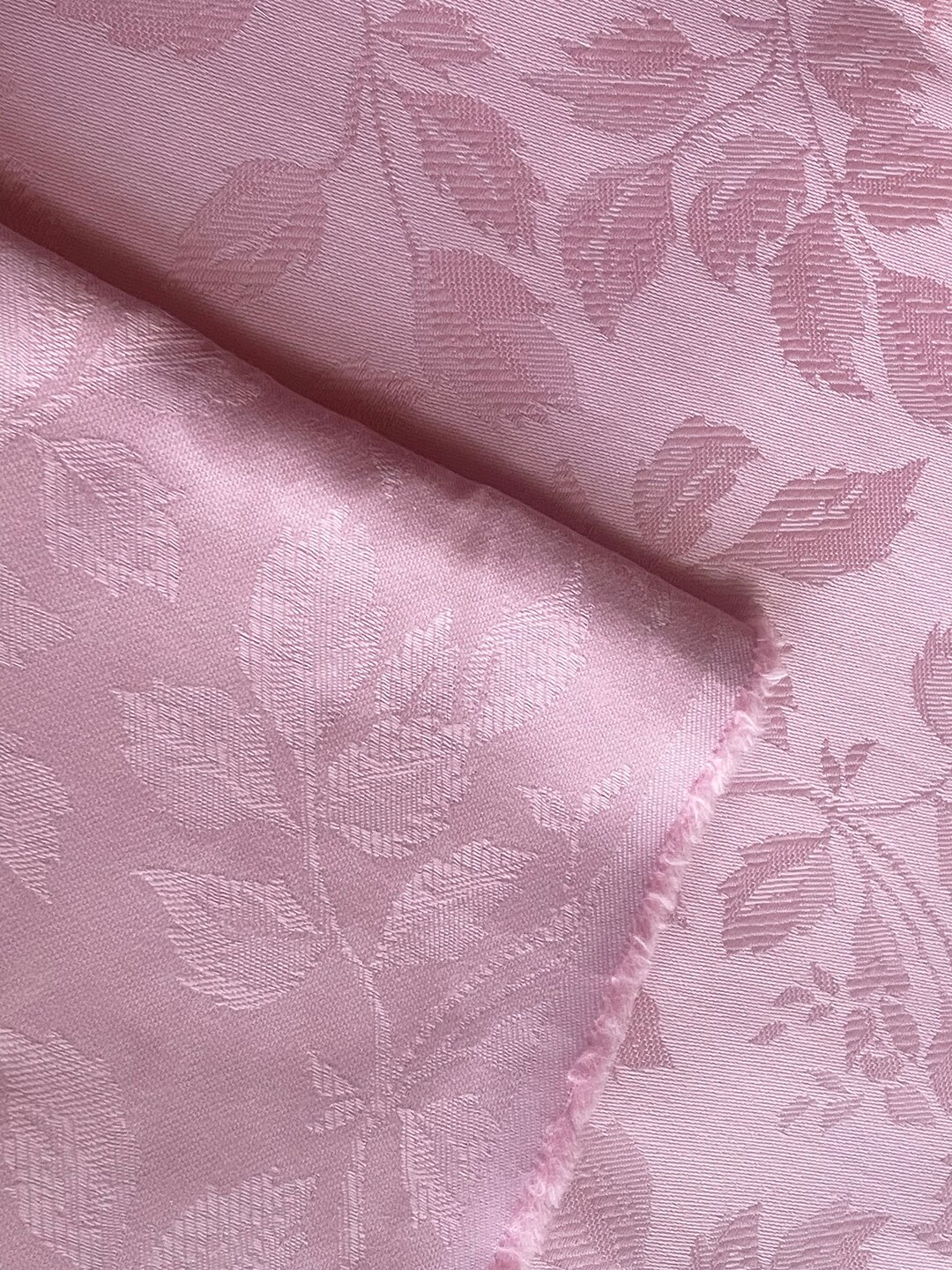 Rare Pink Woven Cotton Damask Fabric 72 Inches Wide Reversible High End ...
