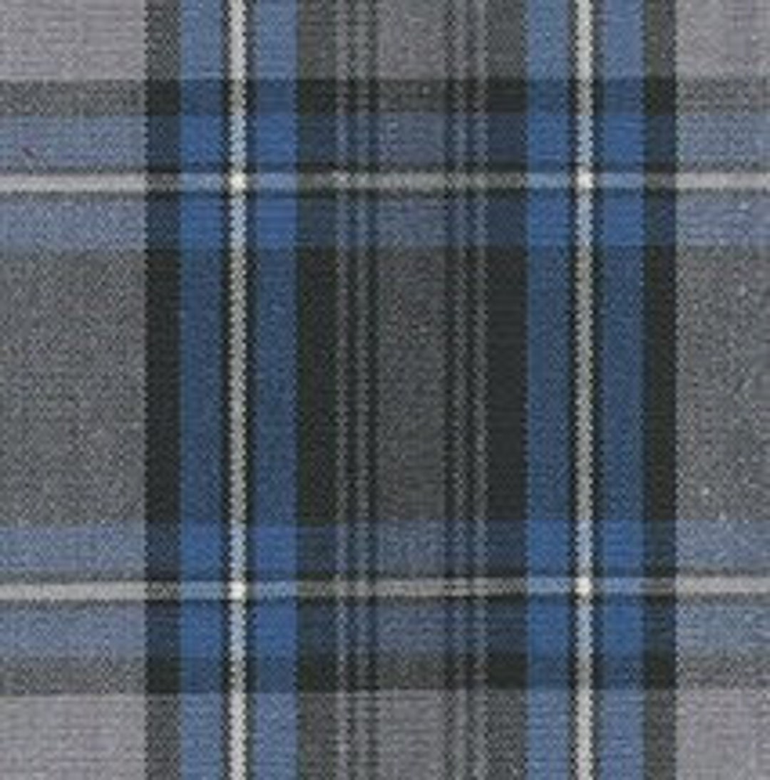 Gray Blue Plaid Fabric Multipurpose Cotton Drapery Apparel Crafting ...
