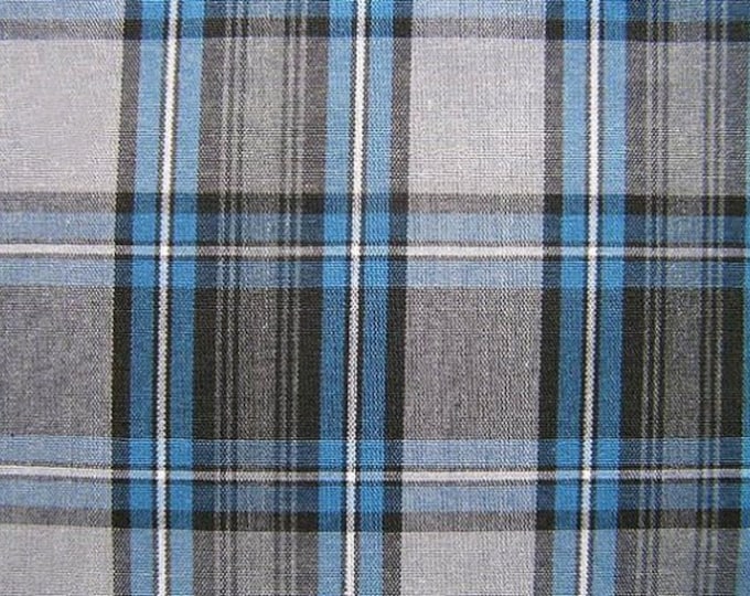 Gray Blue Plaid Fabric Home Decorating Crafting School Uniform - Etsy