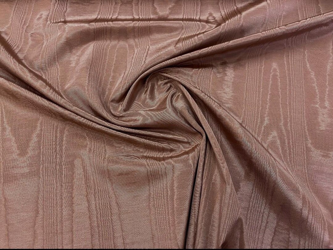 Taupe Moire Fabric Cotton Blend Home Decor Drapery Heavy Lining Fiber ...
